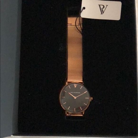 Accessories | Paul Valentine Rose Gold And Black Watch | Poshmark